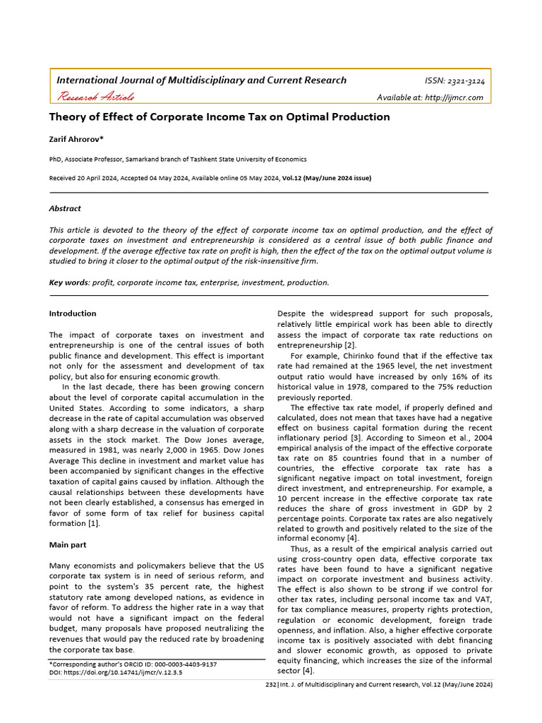 International Journal of Multidisciplinary and Current Research (IJMCR ...