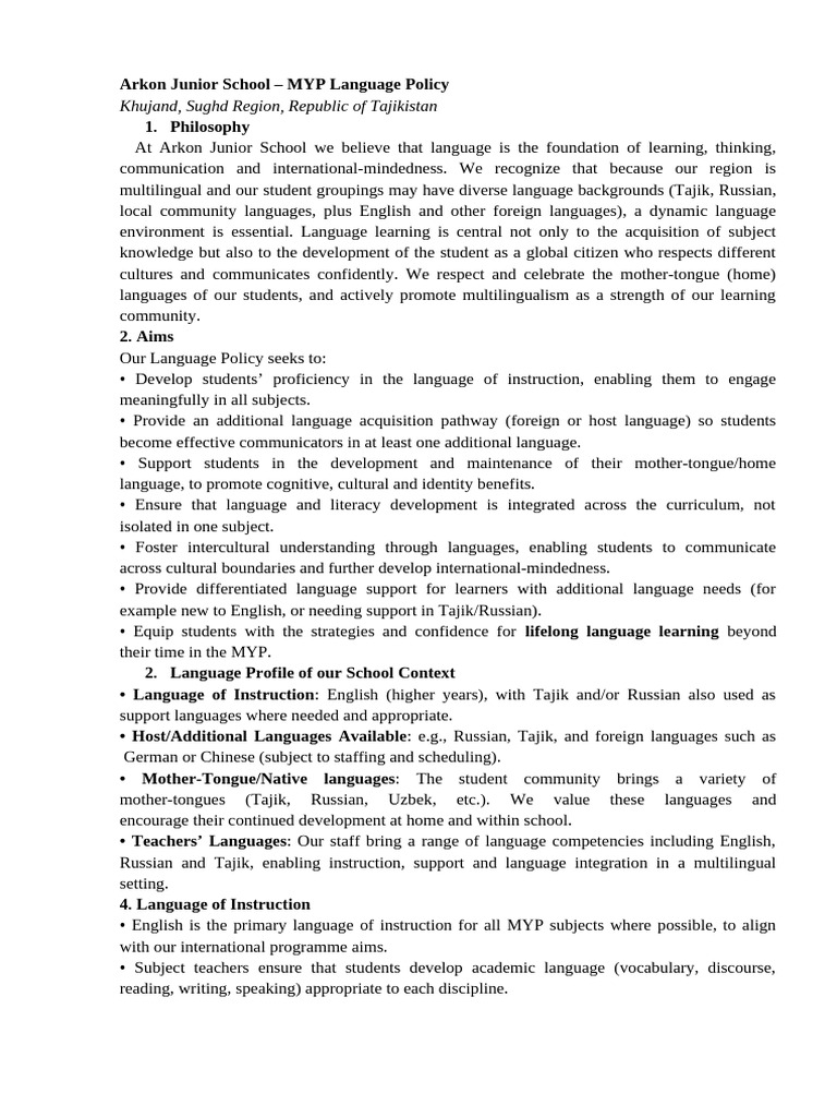 Language Policy Updated | PDF | Multilingualism | Teachers