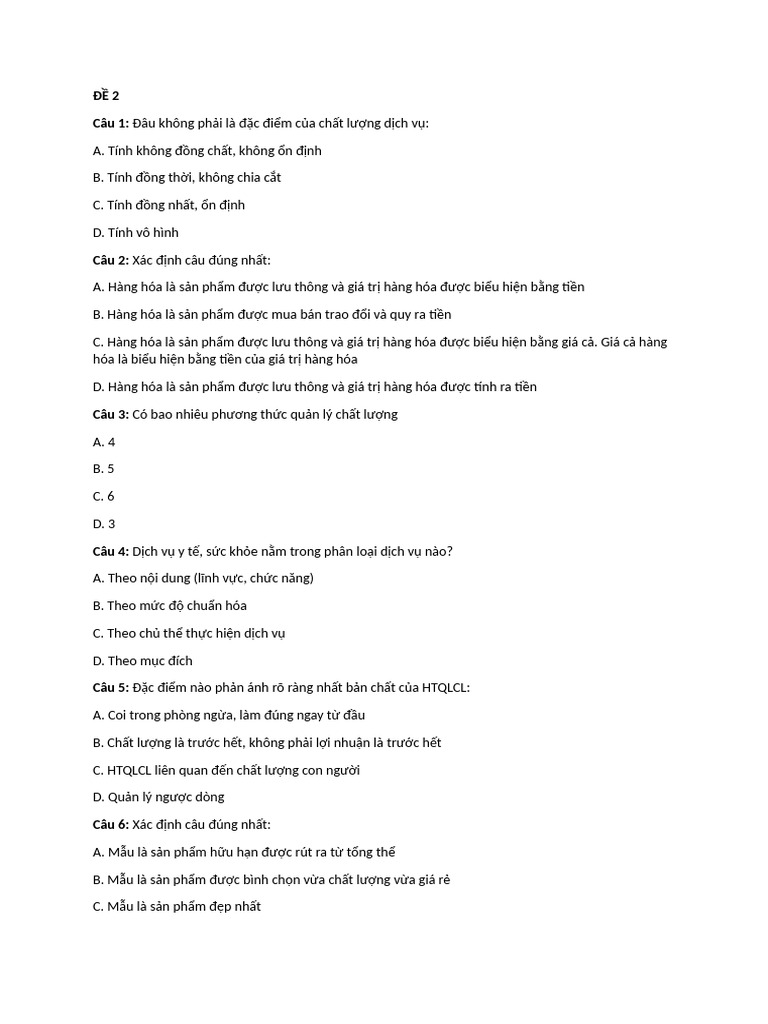 ĐỀ 2 ôn tập QTCL | PDF