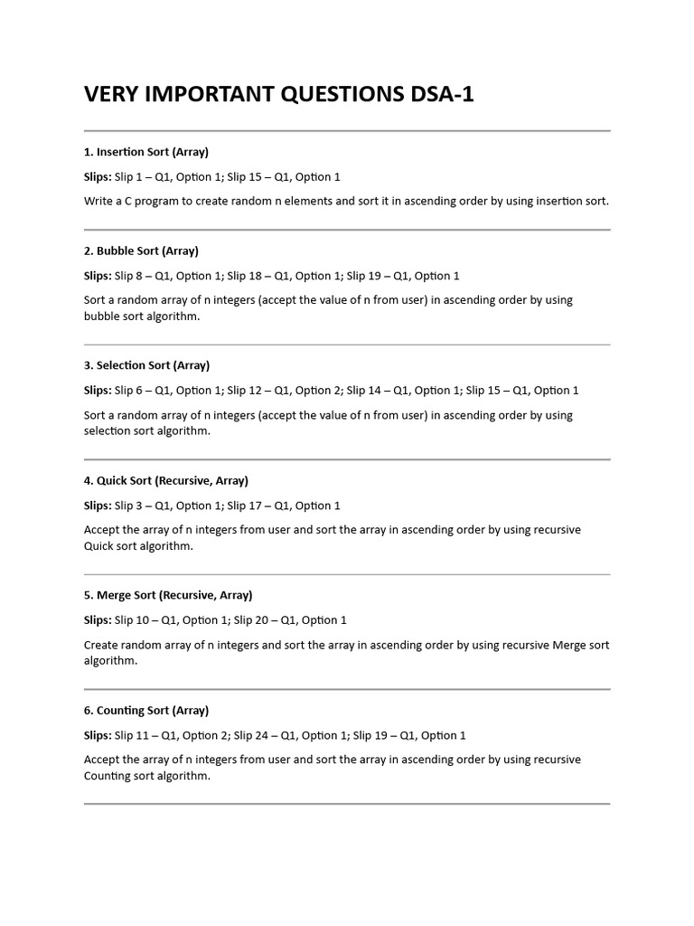Very Important Questions Dsa | PDF | Queue (Abstract Data Type) | Computer Programming