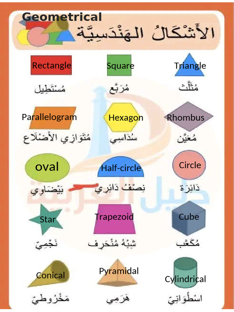 Geometric Shapes in Arabic and English | PDF