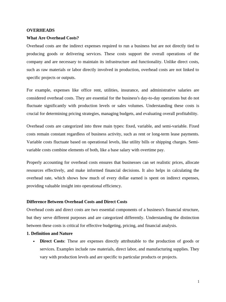 Understanding Overhead Costs | PDF | Expense | Cost