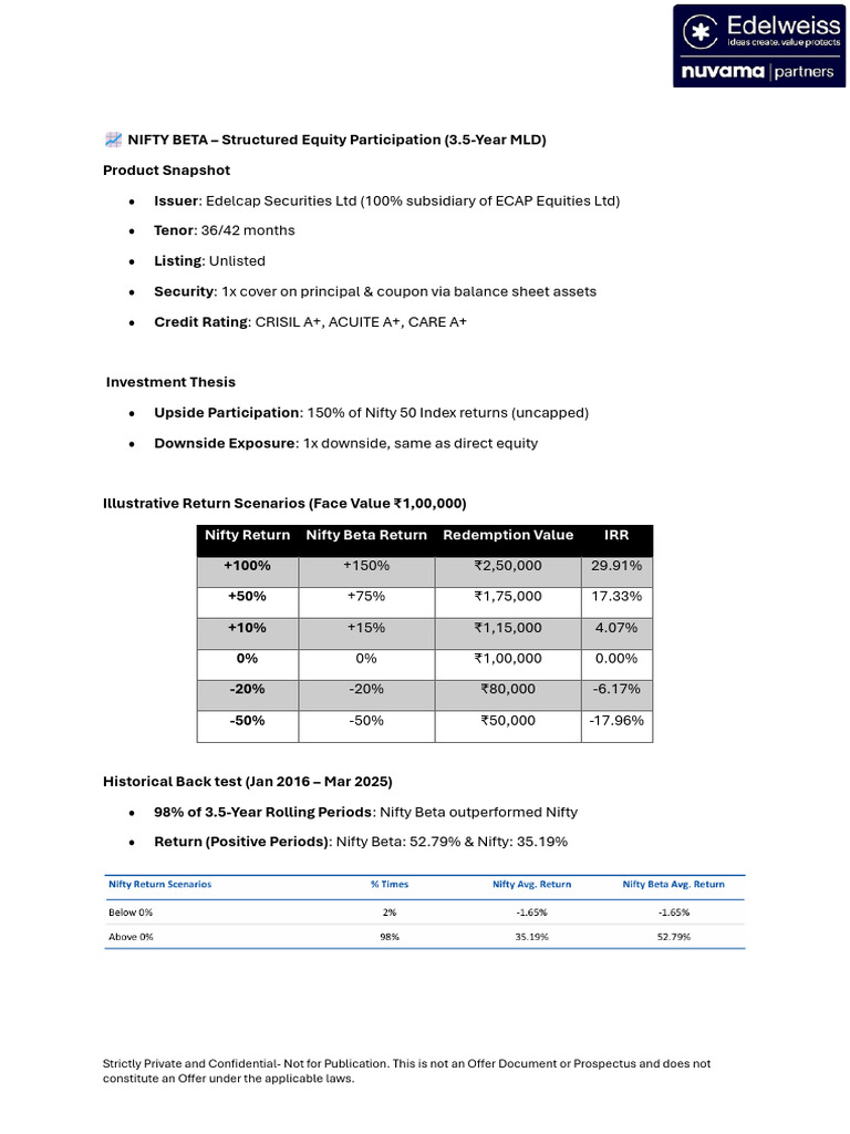 Nifty Beta Structured Equity Overview | PDF