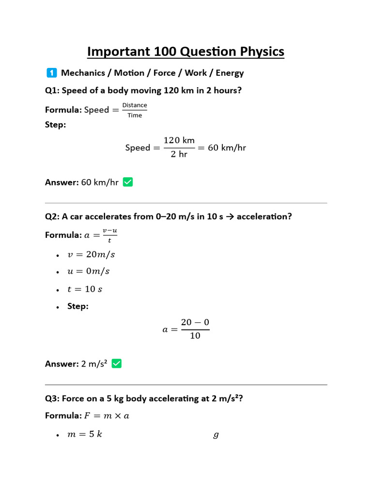100 Essential Physics Questions and Answers | PDF | Radioactive Decay ...