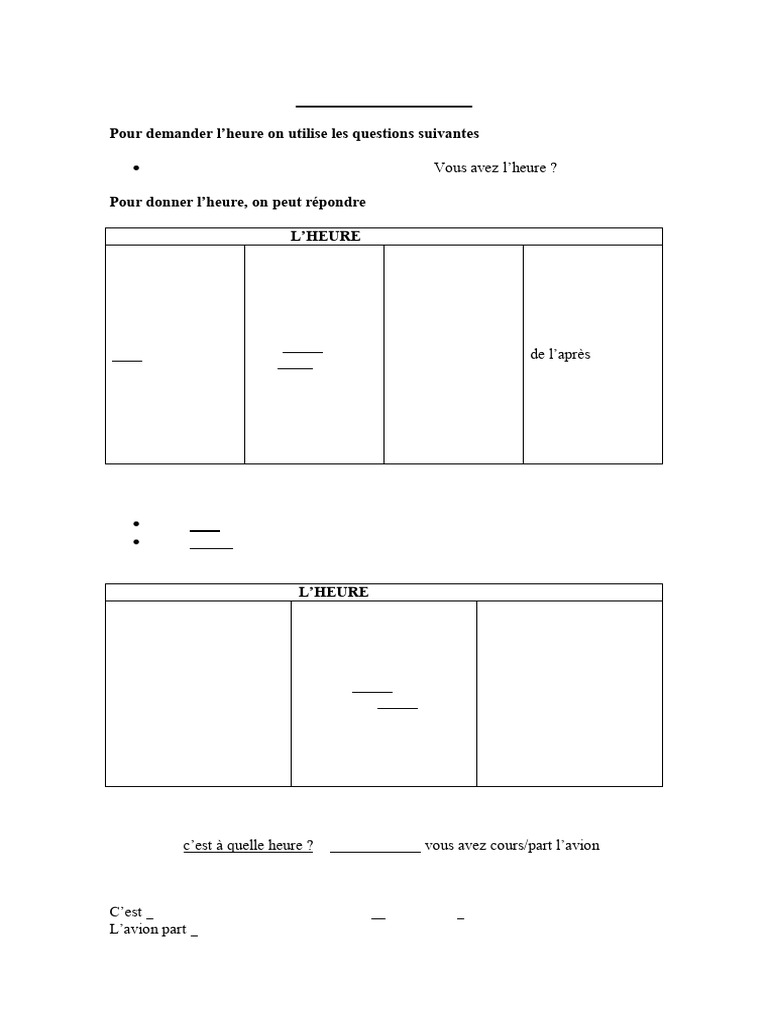 Comment demander et donner l'heure | PDF