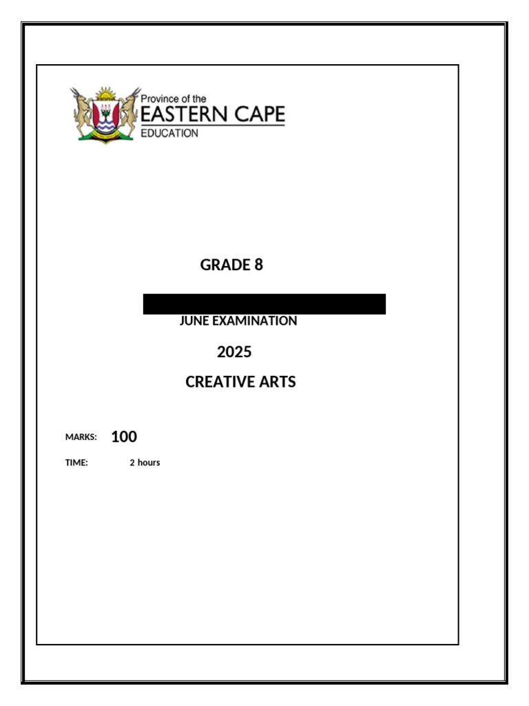 Grade 8 Creative Arts Term 4 Exam 2025 | PDF | Performing Arts