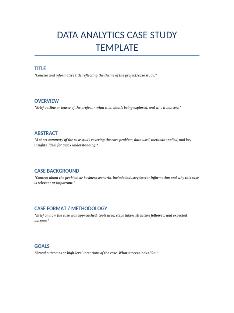 Data Analytics Case Study Template | PDF | Data Analysis | Data