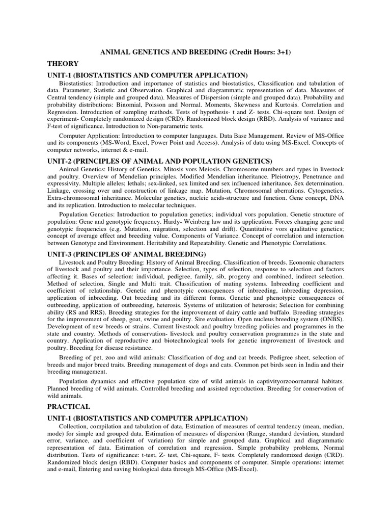 Animal Genetics and Breeding Overview | PDF | Biostatistics ...