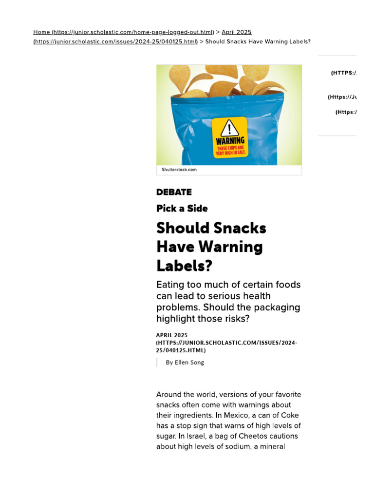 Should Snacks Carry Warning Labels? | PDF