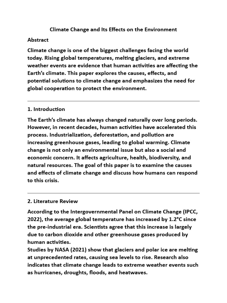 Climate Change and Its Effects On The Environment | PDF | Climate ...