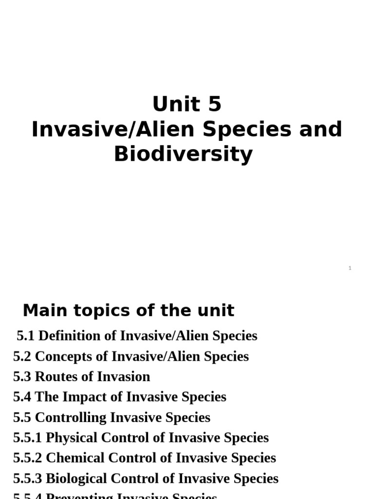 Biodiversity Unit 5-1 | PDF | Invasive Species | Introduced Species