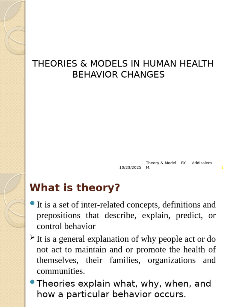 Theories and Models of Behavioural Health | PDF | Psychological ...