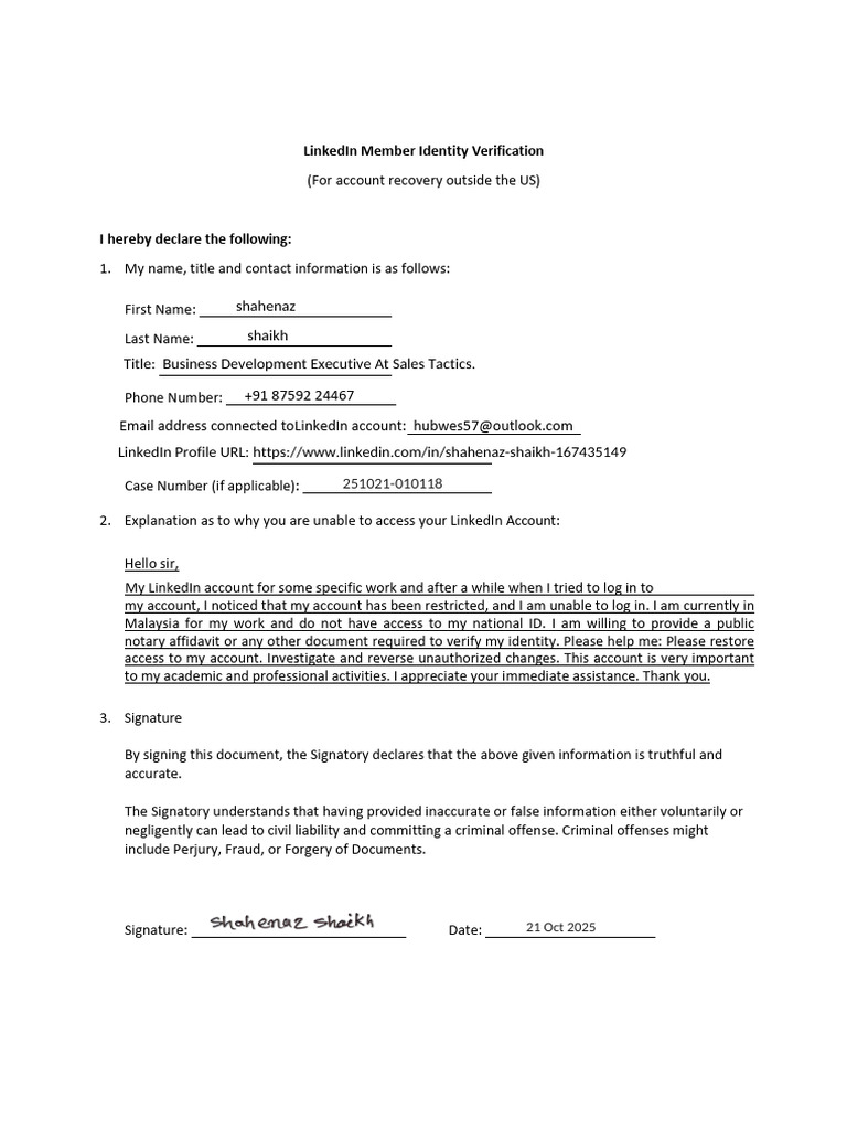 Affidavit of Shahenaz Shaikh | PDF | Notary Public | Affidavit