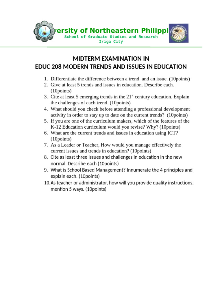 Educ 208 Midterm Exam | PDF