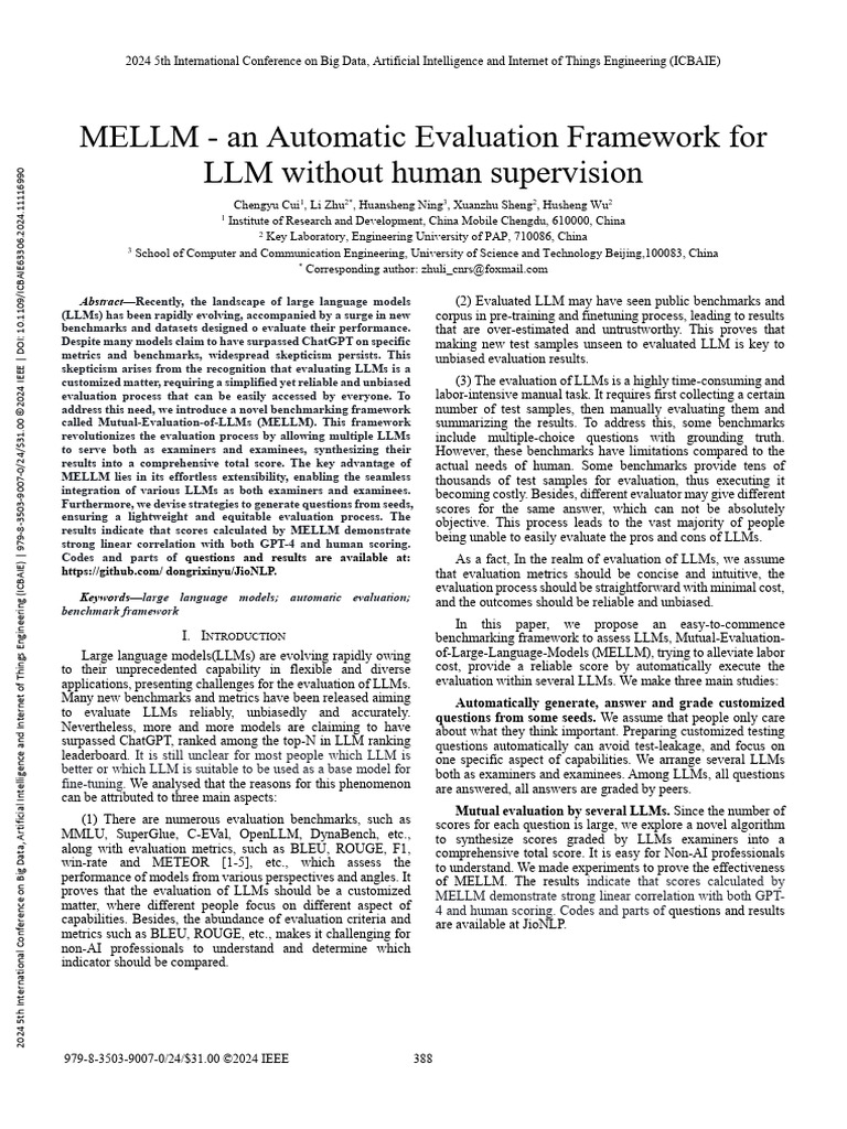 2024 MELLM - An Automatic Evaluation Framework For LLM Without Human ...