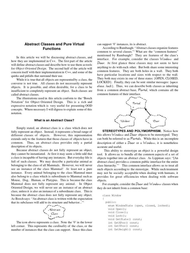 Abstract Classes and Pure Virtual Functions: Window Door | PDF | Class (Computer Programming ...
