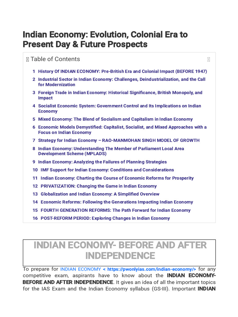 Indian Economy: Colonial Impact & Evolution | PDF | Economy Of India ...