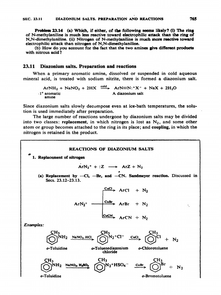 Diazonium Salts: Preparation & Reactions | PDF | Amine | Hydroxide