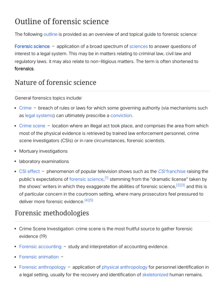 Outline of Forensic Science - Wikipedia | PDF | Forensic Science ...