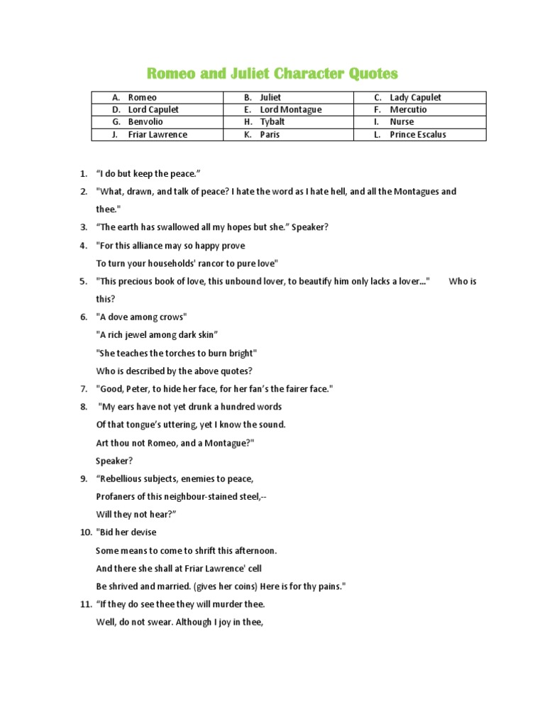 Tybalt Characterization Quotes Tybalt Capulet In Romeo And Juliet