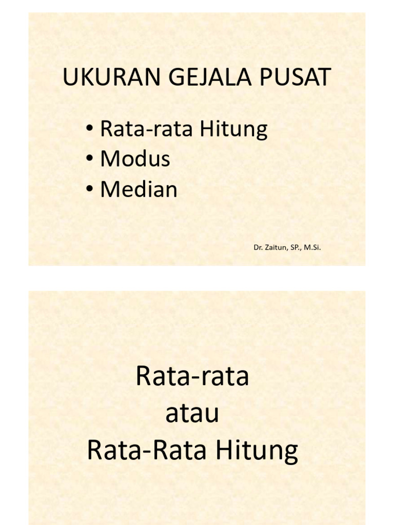 Ukuran Gejala Pusat: Rata-rata, Modus, Median | PDF