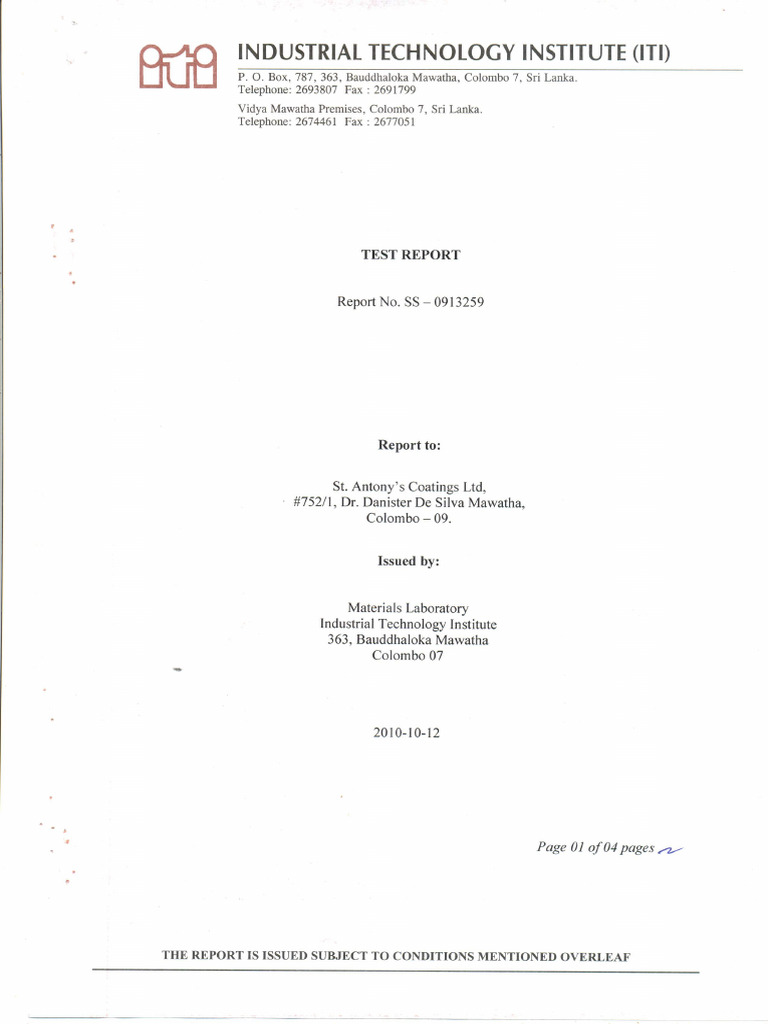 Iti Report SF Coat | PDF