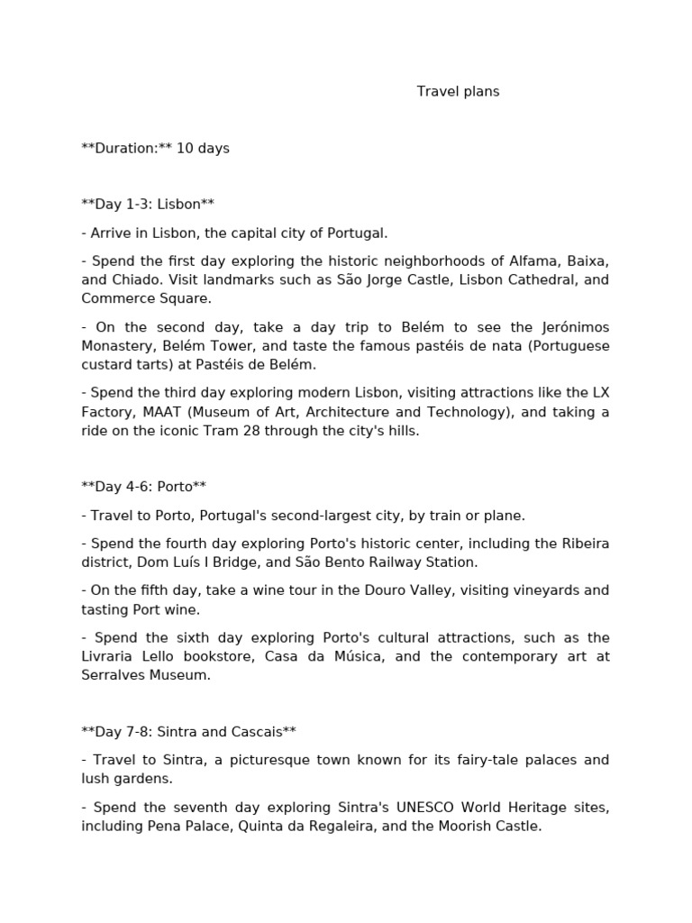 Travel Plan | PDF