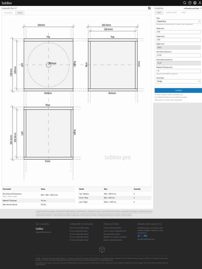 12-Inch Subwoofer Box Dimensions Guide | PDF | Volume