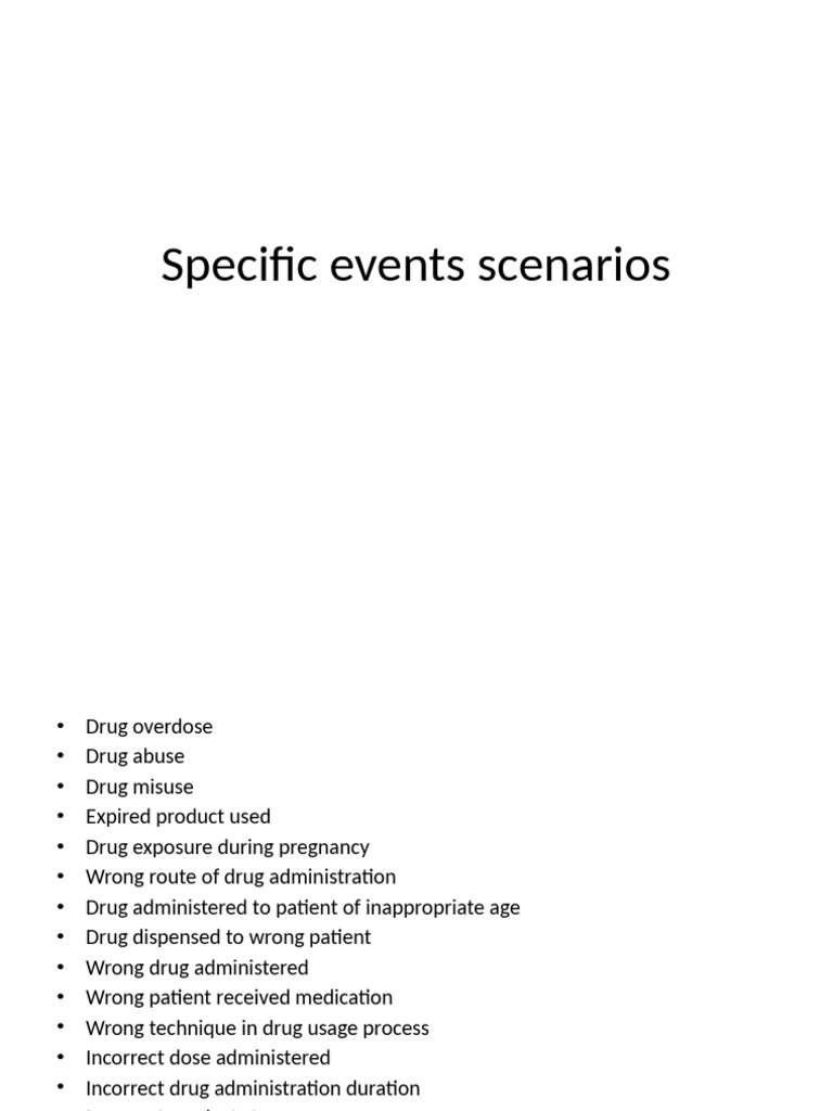 Specific Events Scenarios | PDF | Drugs | Substance Abuse
