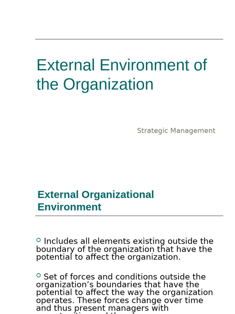 Understanding External Organizational Environment | PDF | Supply Chain ...