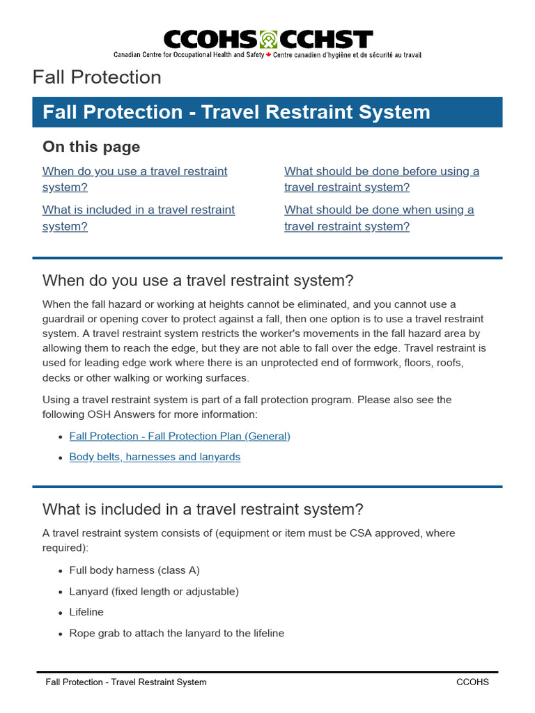 Understanding Travel Restraint Systems | PDF | Occupational Safety And ...