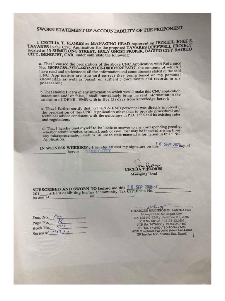 Notarized Accountability Statement of Ms. Cecilia T. Flores PDF | PDF