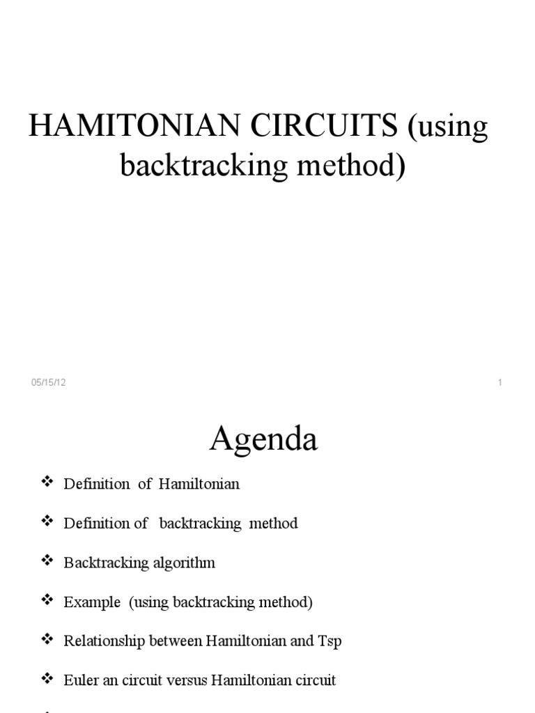 HAMITONIAN CIRCUITS (Using Backtracking Method) | PDF | Applied ...
