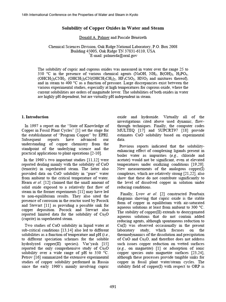 491palmer Copper Oxide Solubility | PDF | Solubility | Ammonia