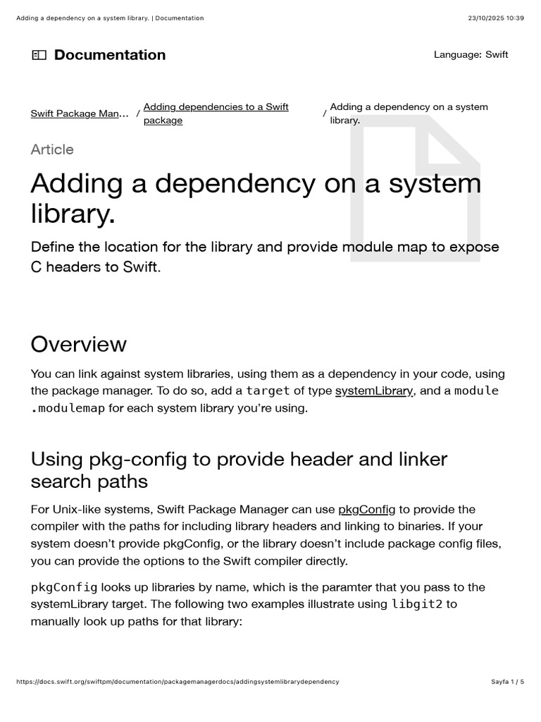 Adding A Dependency On A System Library. - Documentation | PDF ...