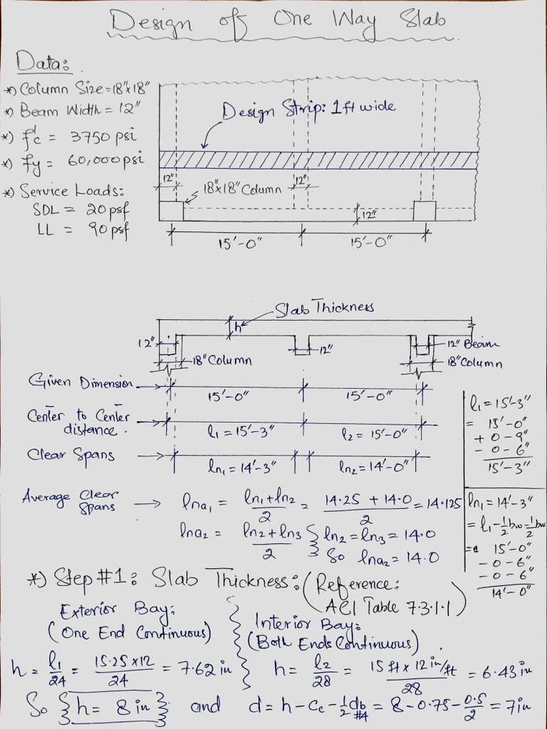 Design of One Way Slab - Solved Example | PDF