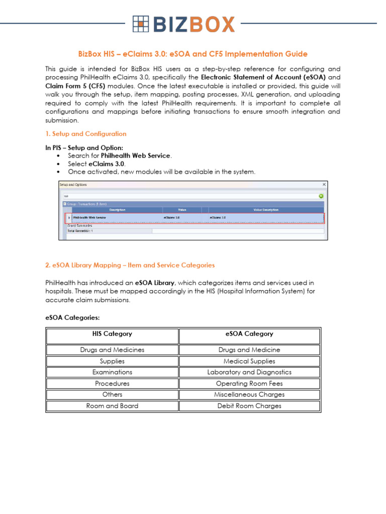 eClaims 3.0: CF5 & eSOA Setup Guide | PDF | Xml | Health Maintenance ...