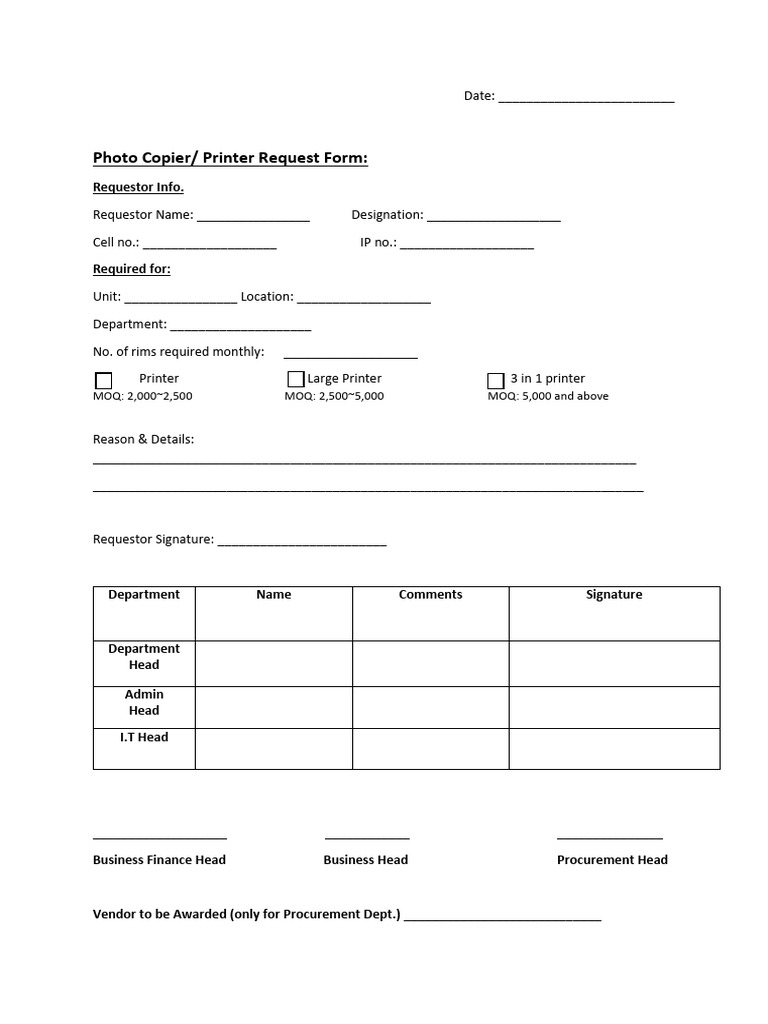 Photocopier-Printer Job Request Form | PDF