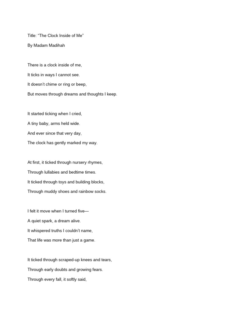 Poem 1 The Clock of Inside | PDF