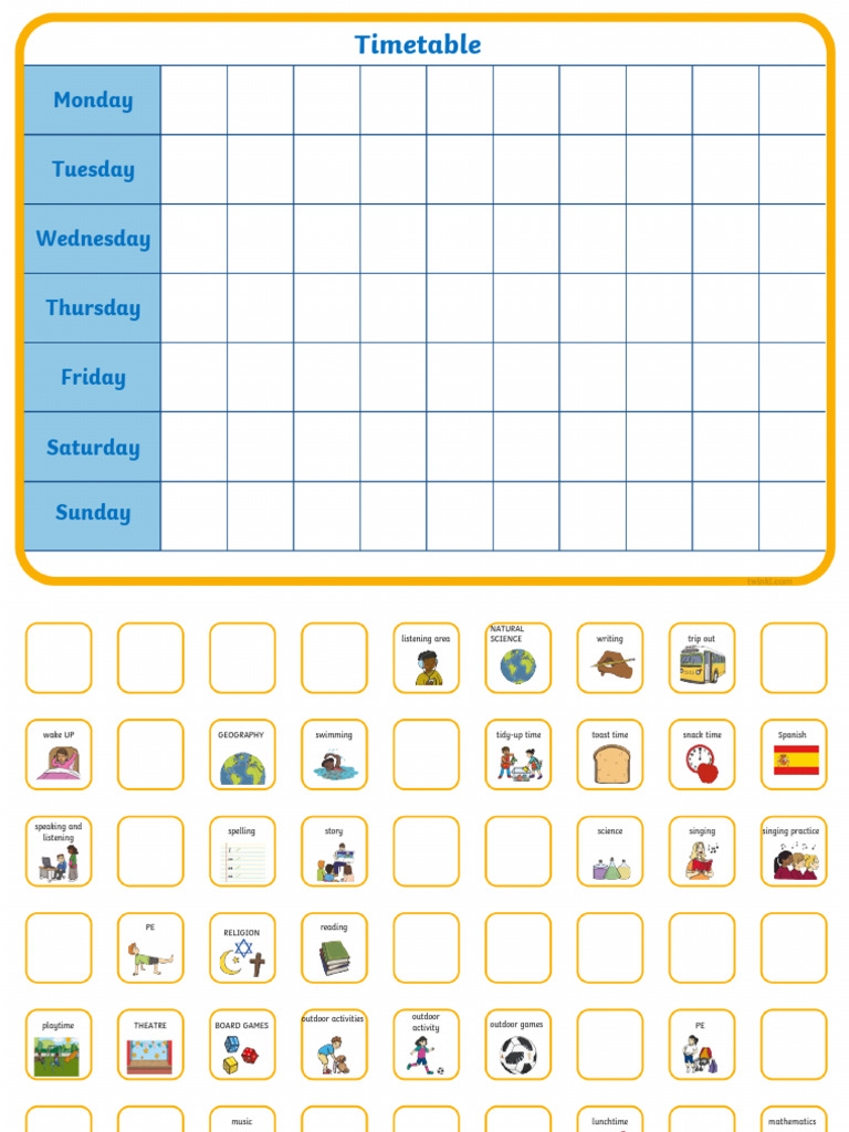 T C 079 Editable Mini Additional Visual Timetable Cards Ver 8 | PDF