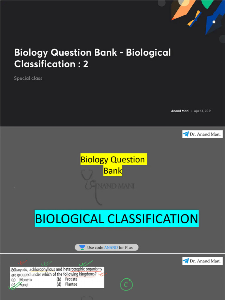 Biology Question Bank Biological Classification 2 With Anno | PDF