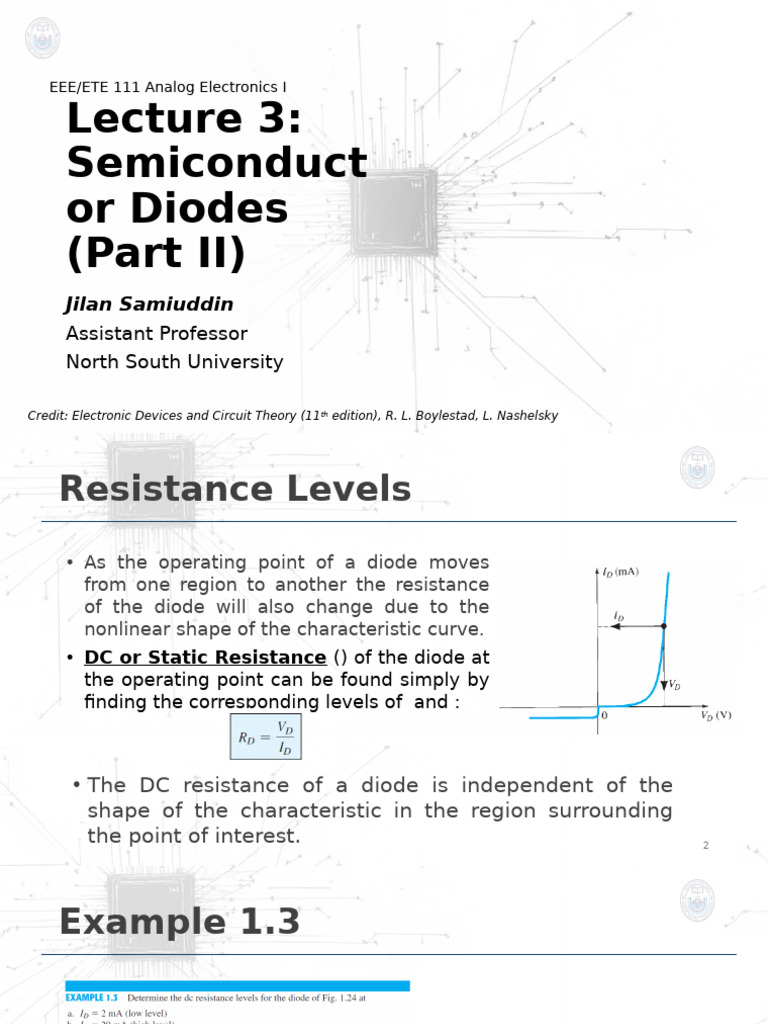 Lecture 03 - Semiconductor Diodes (Part II) | PDF | Diode | P–N Junction