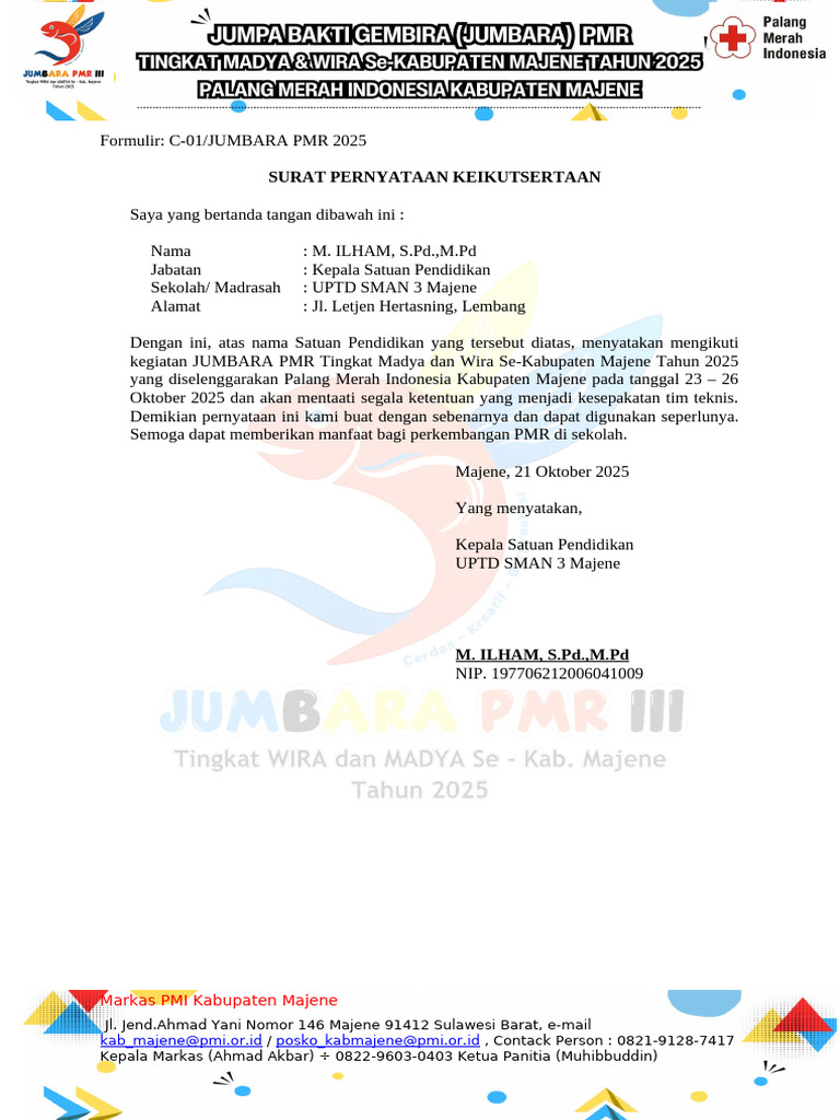 Formulir JUMBARA PMR 2025 Majene | PDF