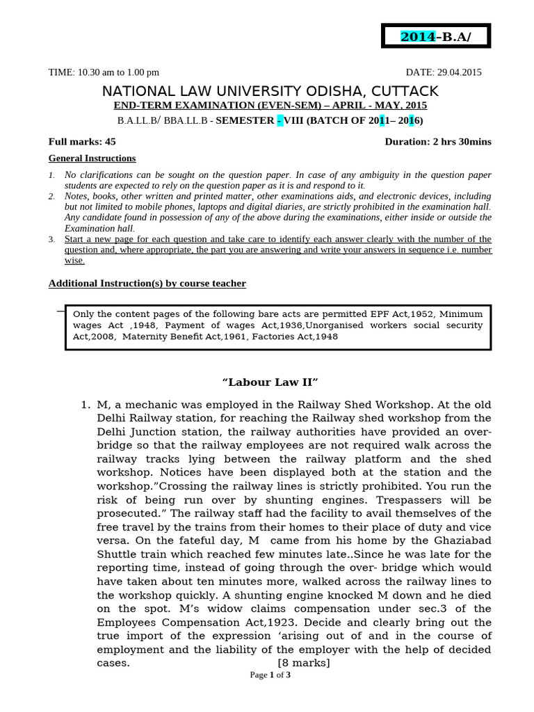 Labour Law II 2015 Final | PDF | Justice | Crime & Violence
