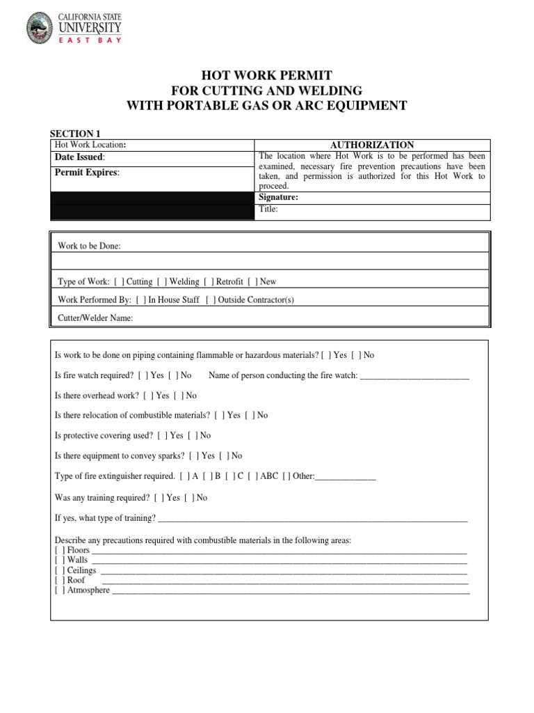 Hot Work Permit | Flammability | Welding
