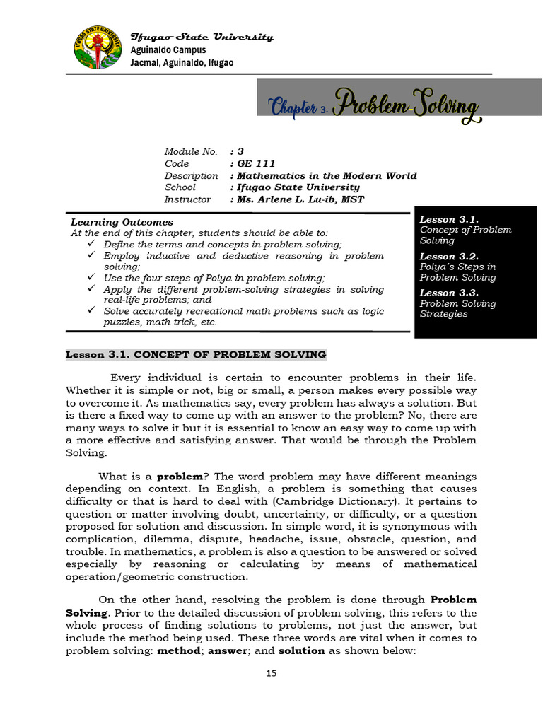 Chapter 3. Problem Solving 2025 | PDF | Equations | Conjecture