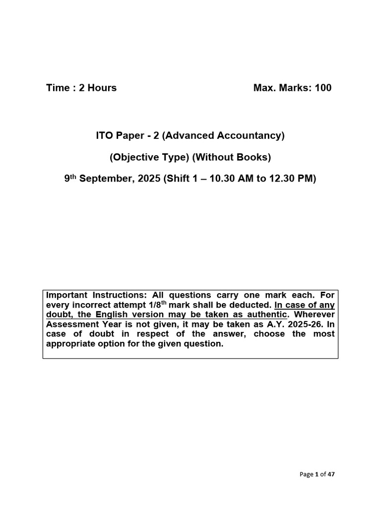 Final ITO Paper 2 2025 | PDF | Exports | Depreciation