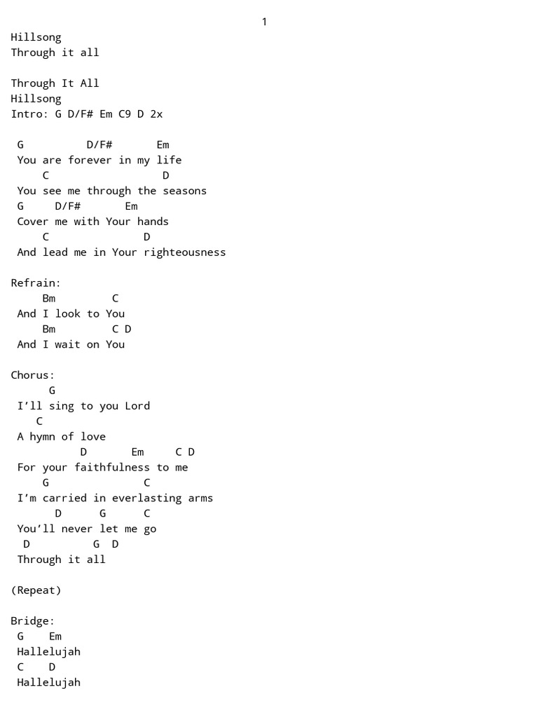 Hillsong's "Through It All" Lyrics | PDF