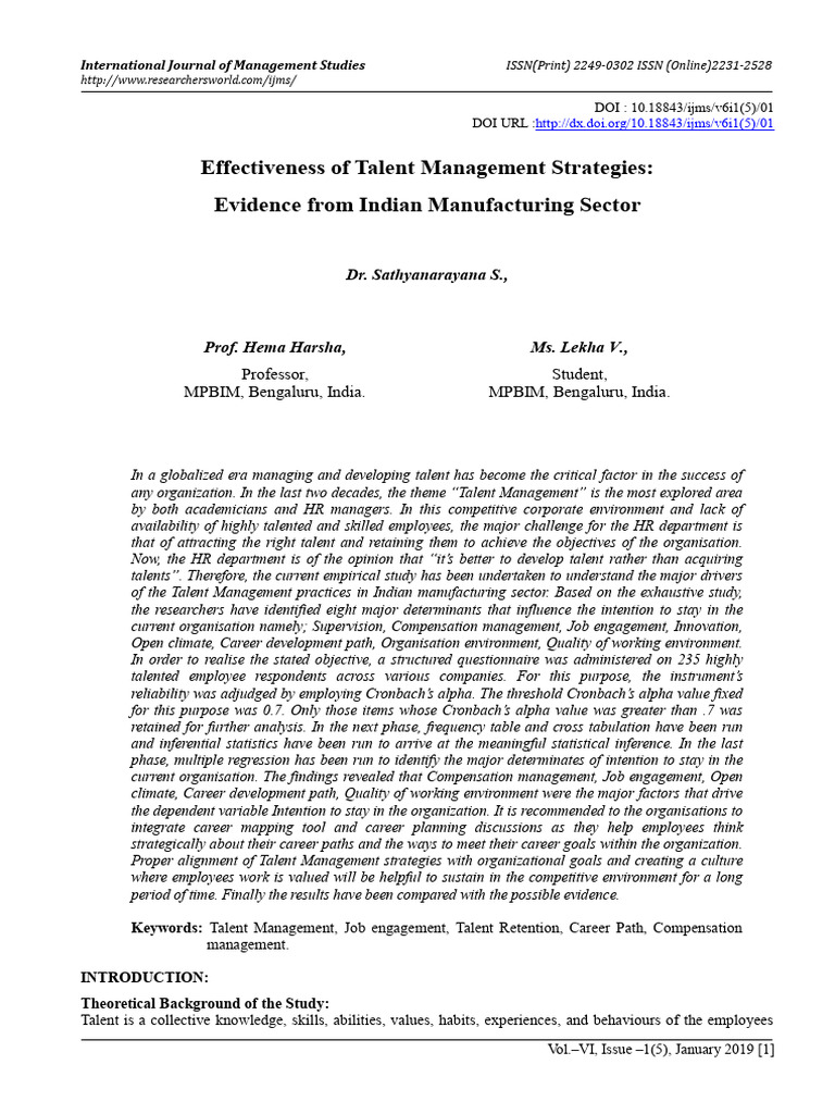 Effectiveness of Talent Management Strategies | PDF | Talent Management ...