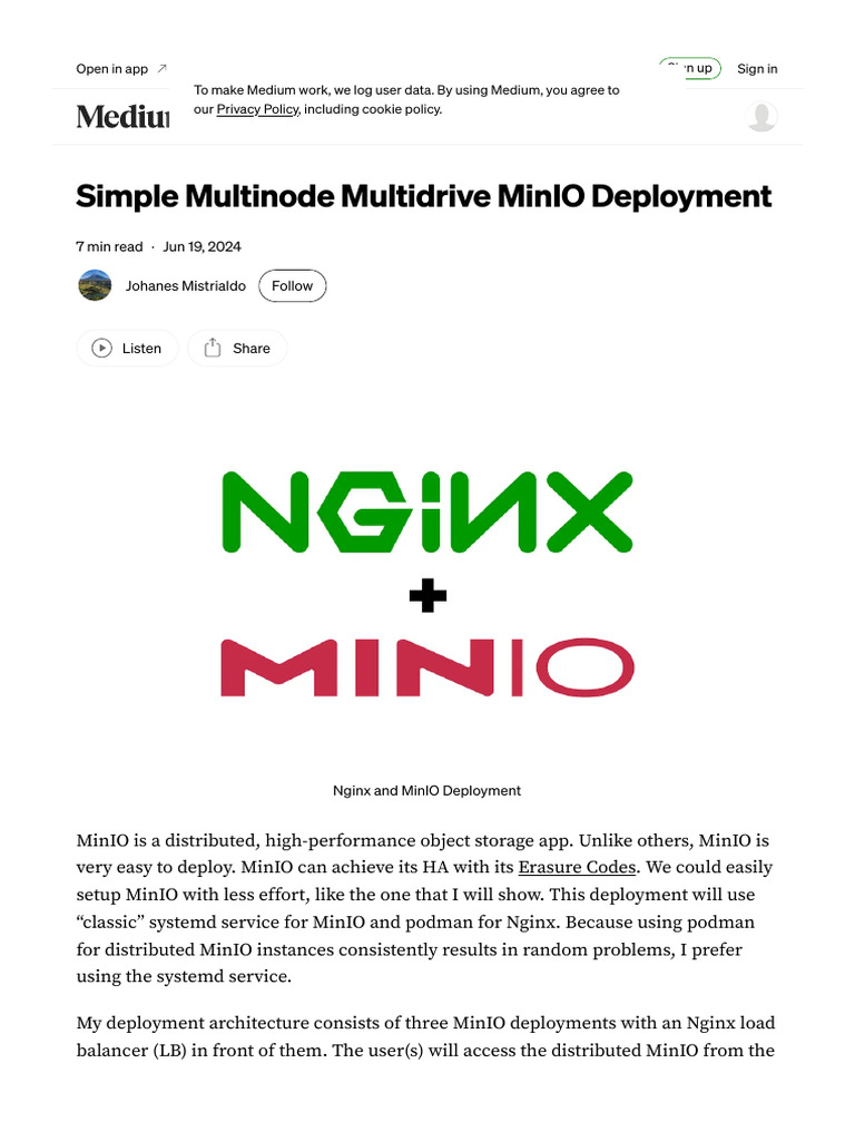 Simple Multinode Multidrive MinIO Deployment - by Johanes Mistrialdo - Medium | PDF | Public Key ...
